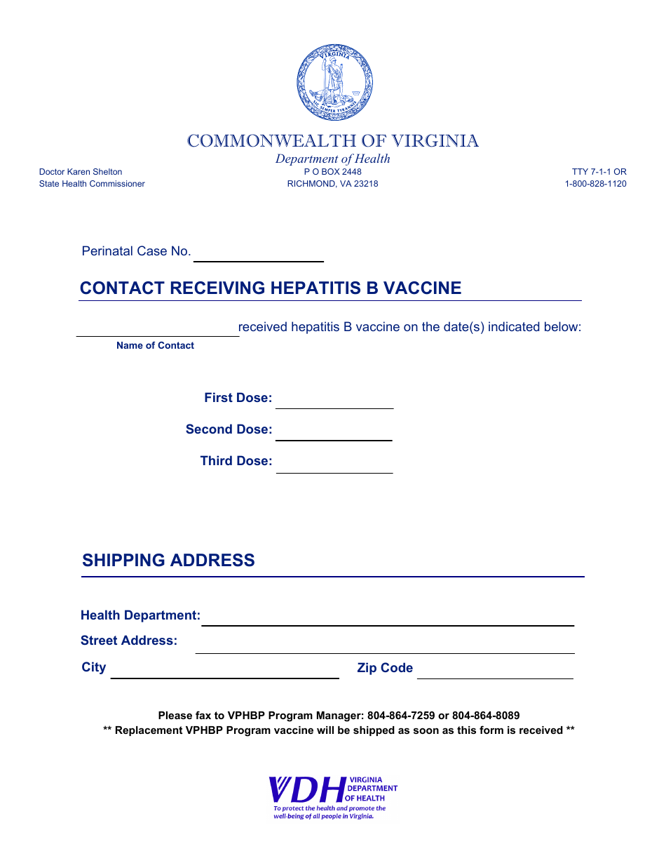 Virginia Contact Receiving Hepatitis B Vaccine - Fill Out, Sign Online ...
