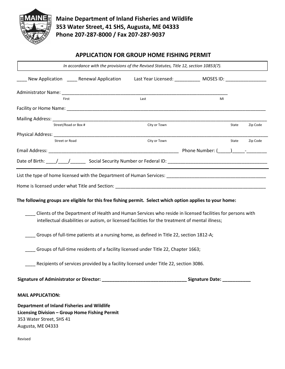 Maine Application for Group Home Fishing Permit - Fill Out, Sign Online ...