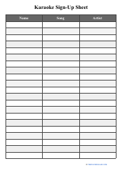 Karaoke Sign-Up Sheet Download Printable PDF | Templateroller