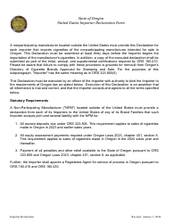 Oregon United States Importer Declaration Form - Fill Out, Sign Online ...