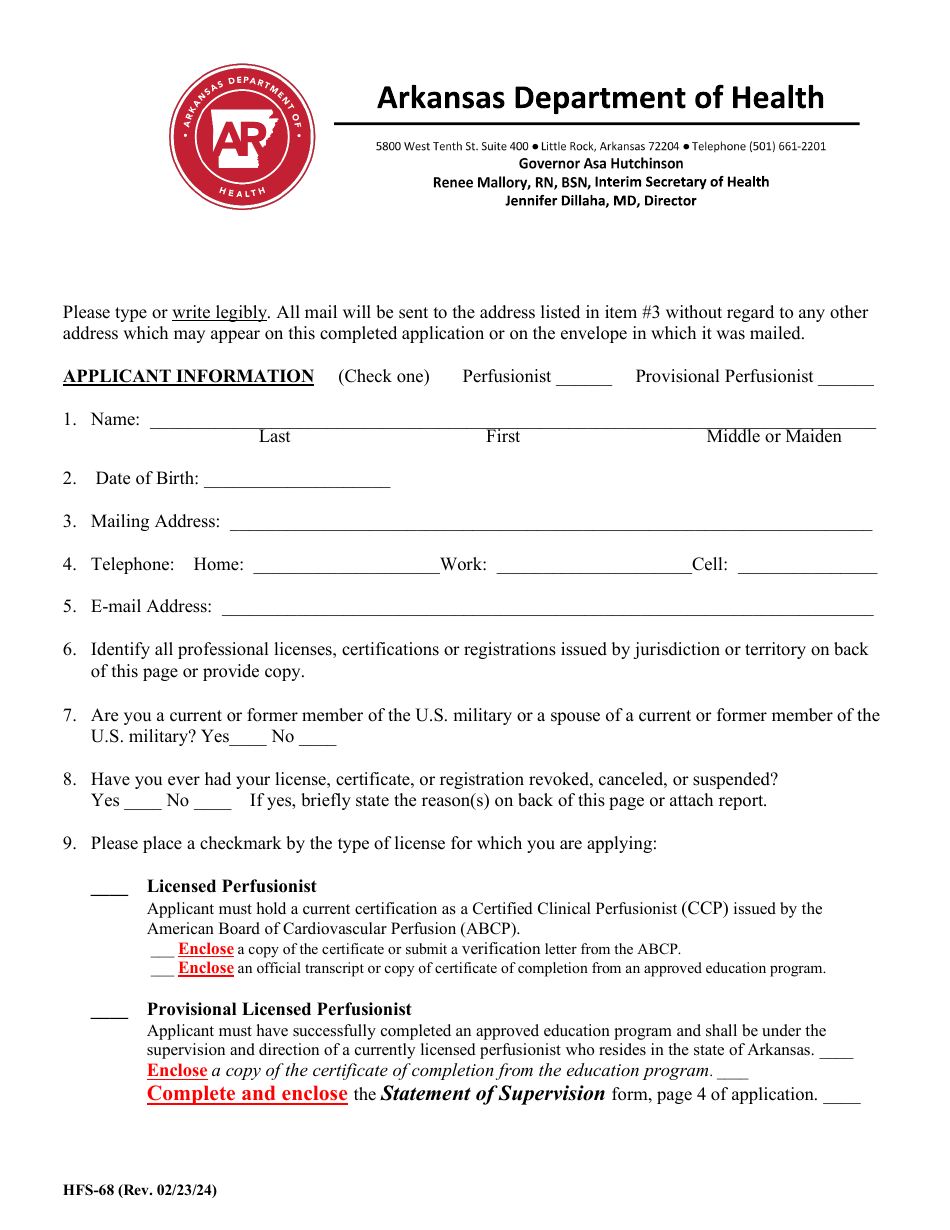 Form HFS-68 - Fill Out, Sign Online and Download Printable PDF ...