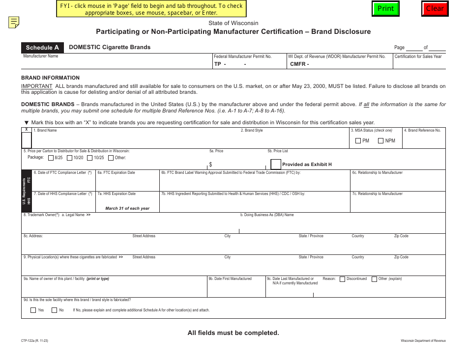 Form CTP-122A Schedule A Download Fillable PDF or Fill Online ...