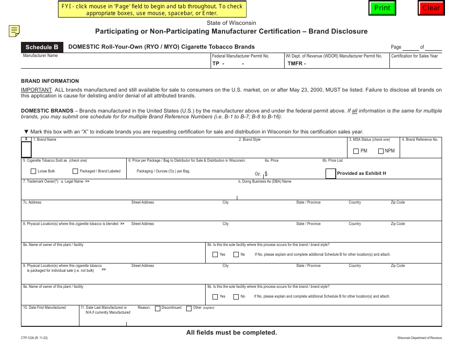 Form CTP-122B Schedule B Download Fillable PDF or Fill Online ...