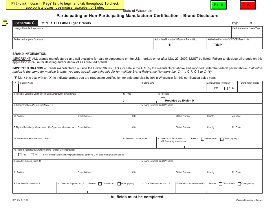 Form CTP-123C Schedule C Download Fillable PDF or Fill Online ...