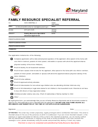 Maryland Family Resource Specialist Referral - Fill Out, Sign Online ...