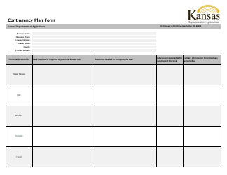 Kansas Contingency Plan Form - Fill Out, Sign Online and Download PDF ...