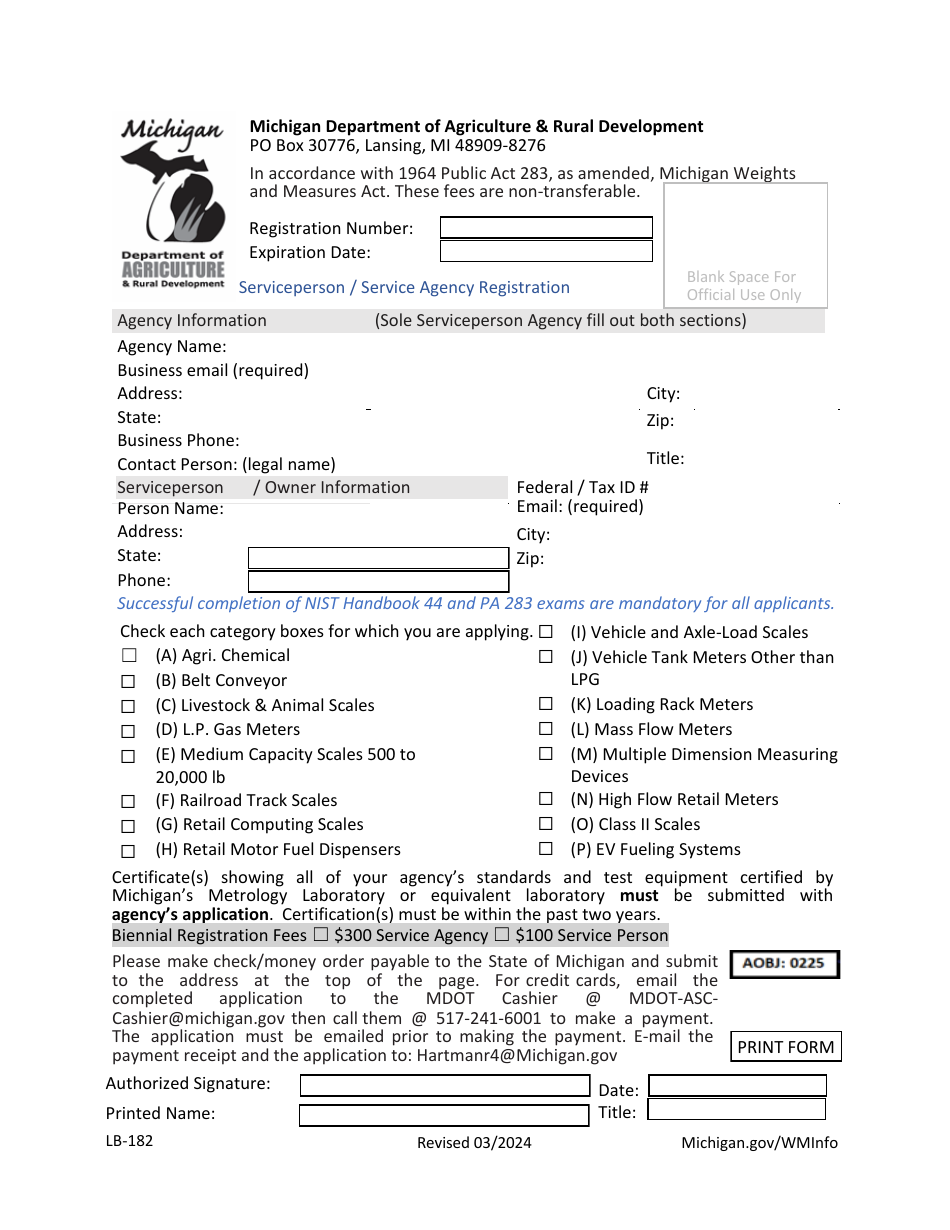 Form LB-182 Download Fillable PDF or Fill Online Serviceperson/Service ...