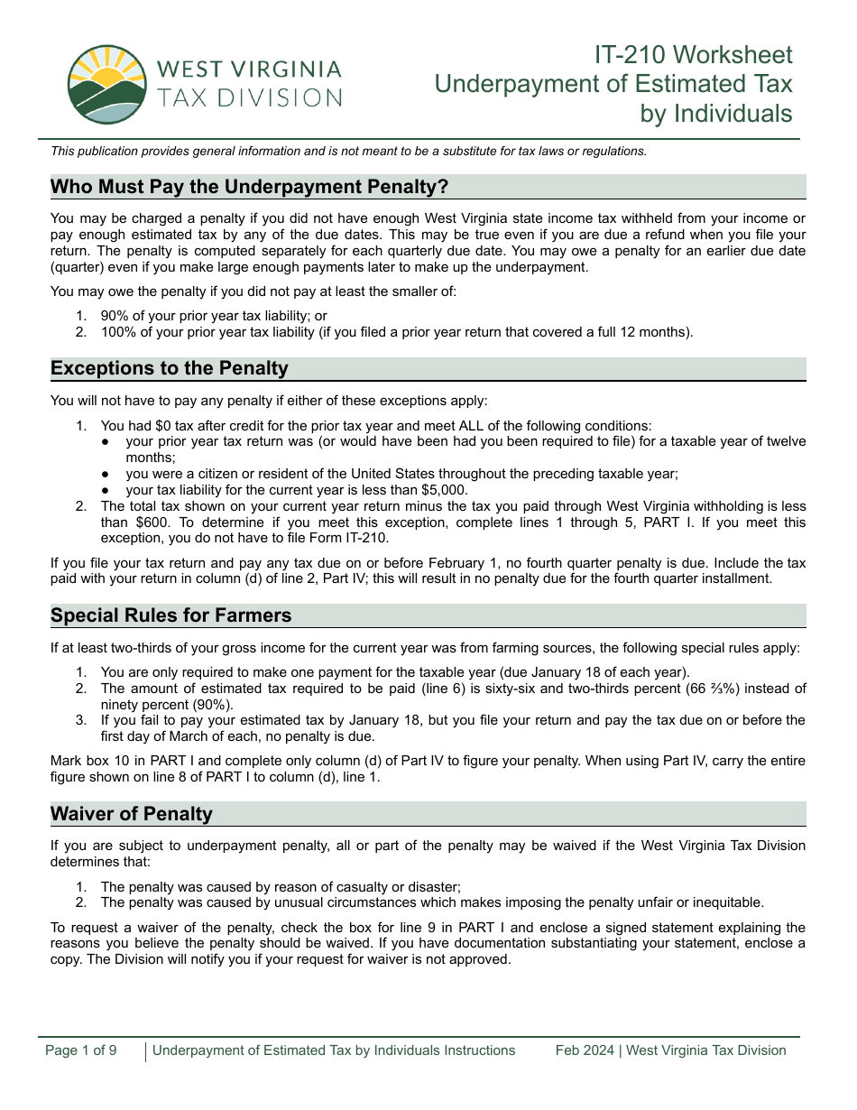 Form IT-210 Download Printable PDF or Fill Online Underpayment of ...