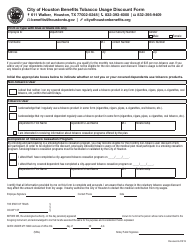 City of Houston, Texas Benefits Tobacco Usage Discount Form - Fill Out ...