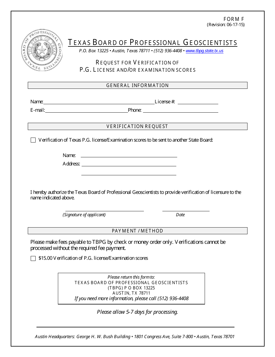 Form F - Fill Out, Sign Online and Download Fillable PDF, Texas ...