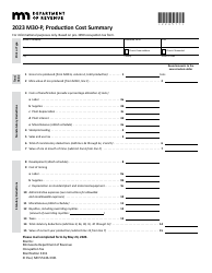 Form M30-P Download Fillable PDF or Fill Online Production Cost Summary ...