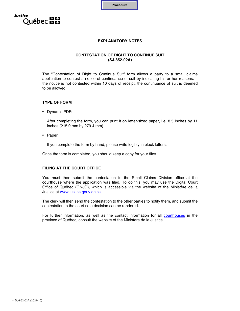 Form SJ-852-02A - Fill Out, Sign Online and Download Fillable PDF ...