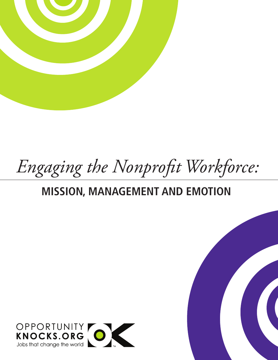 Engaging the Nonprofit Workforce: Mission, Management and Emotion ...