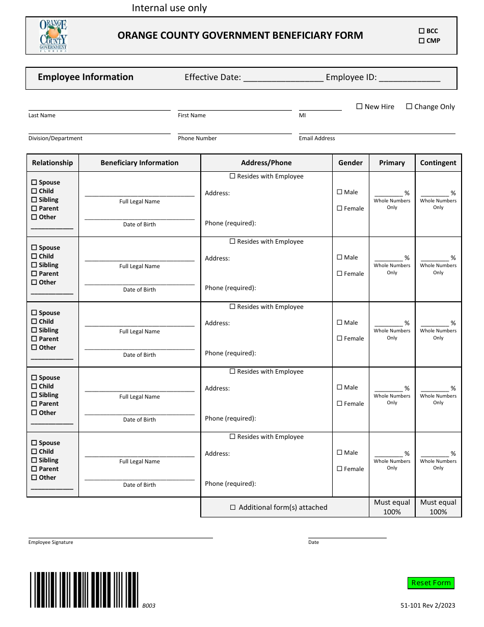 Form 51-101 Download Fillable PDF or Fill Online Orange County ...