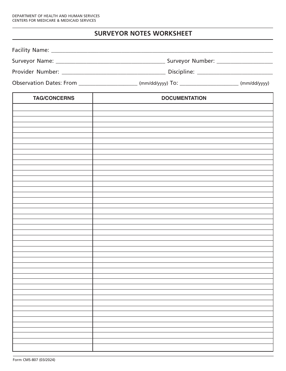 Form CMS-807 - Fill Out, Sign Online and Download Fillable PDF ...