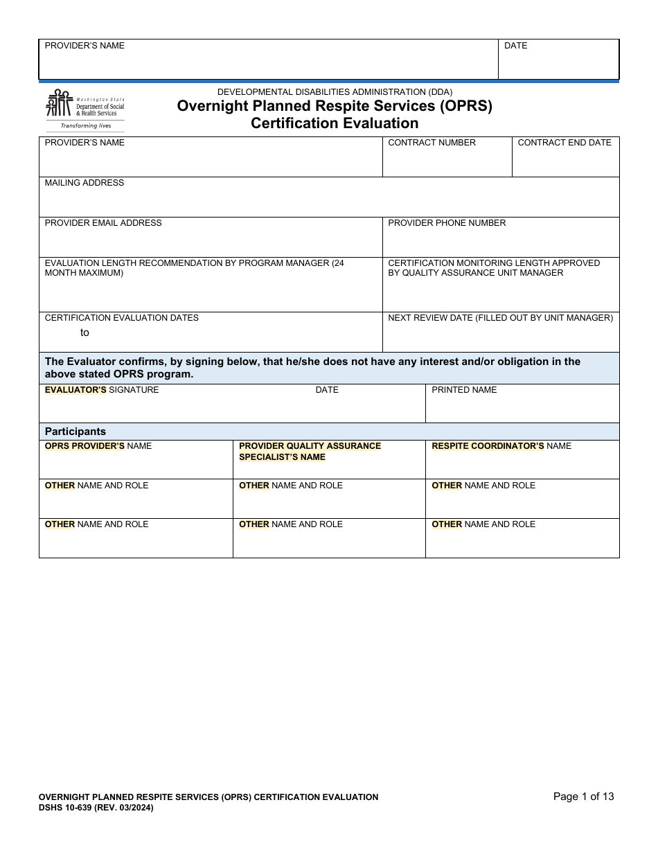 DSHS Form 10-639 Download Printable PDF or Fill Online Overnight ...