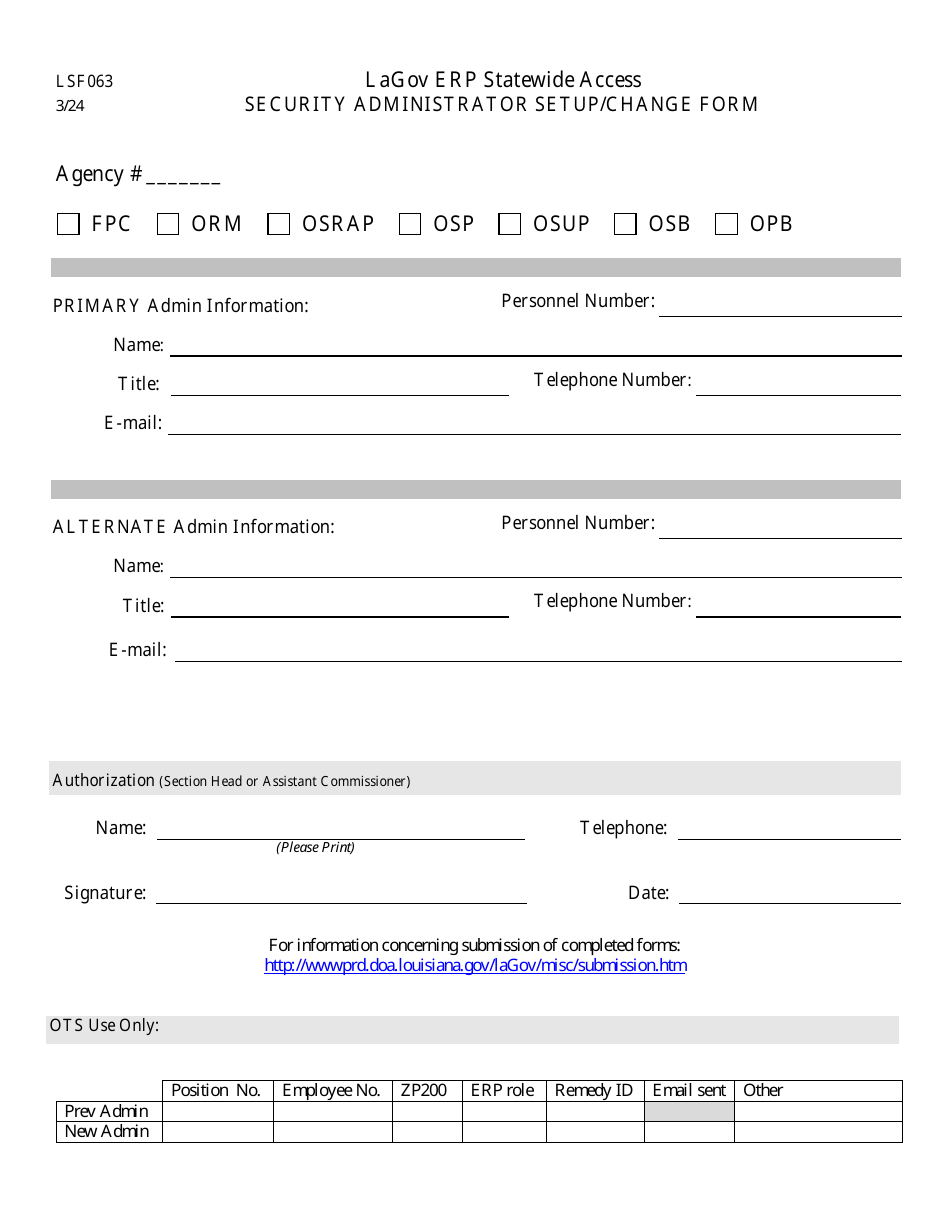 Form LSF063 Download Printable PDF or Fill Online Lagov Erp Statewide ...