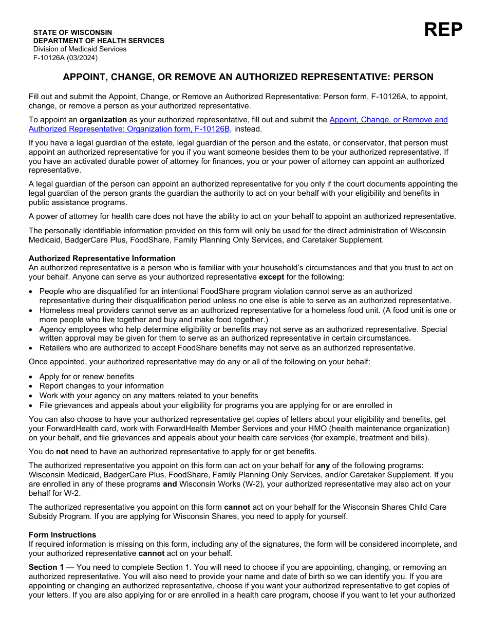 Form F-10126A - Fill Out, Sign Online and Download Fillable PDF ...