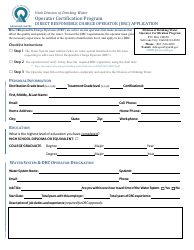 Utah Direct Responsible Charge Operator (Drc) Application - Operator ...