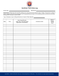Arizona Sanitizer Test Strip Log Download Printable PDF | Templateroller