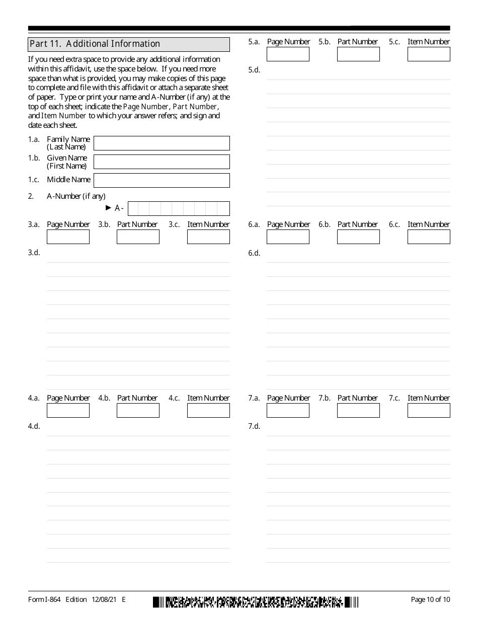 USCIS Form I-864 Download Fillable PDF or Fill Online Affidavit of Support Under Section 213a of ...