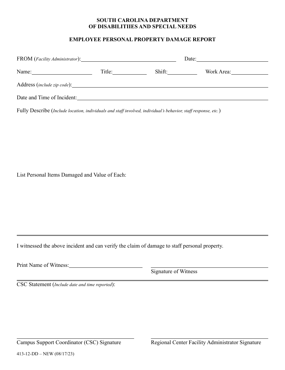 Form 413-12-DD - Fill Out, Sign Online and Download Printable PDF ...