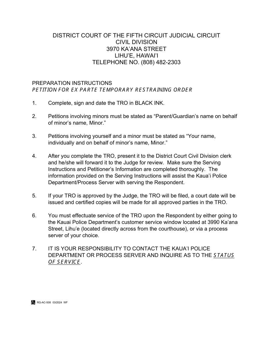 Form 5DC51 Download Fillable PDF or Fill Online Petition for Ex Parte ...