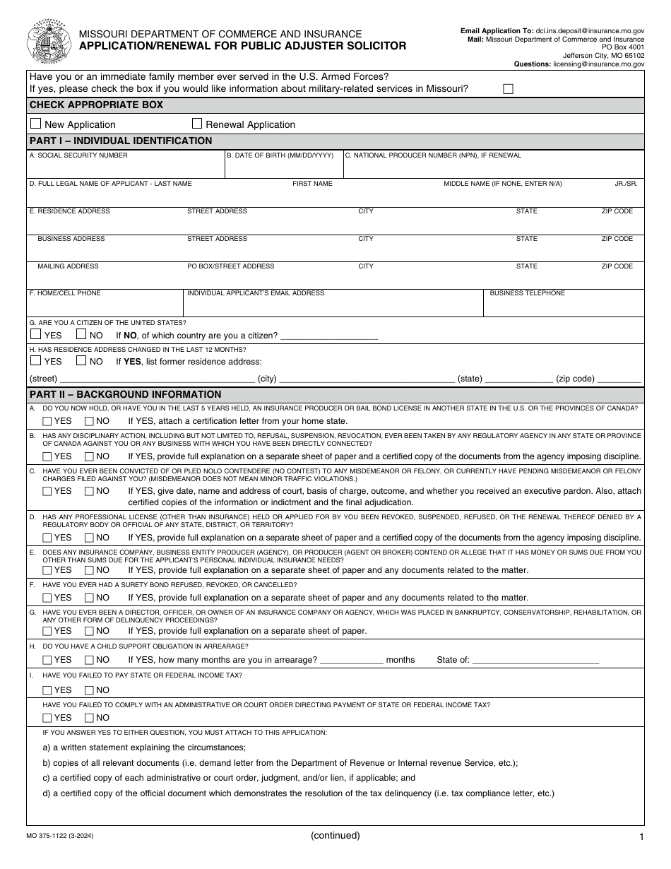 Form MO375-1122 Download Fillable PDF or Fill Online Application ...