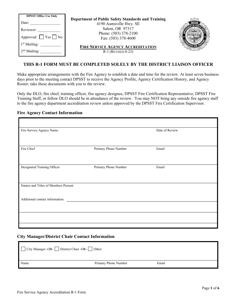 Form R-1 - Fill Out, Sign Online and Download Fillable PDF, Oregon ...