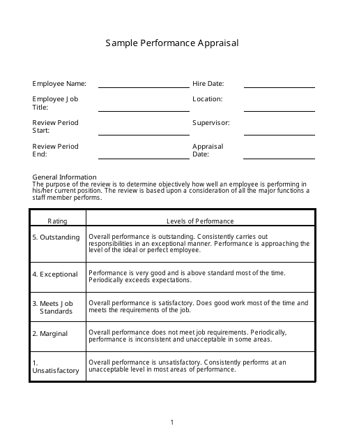 Performance Appraisal Template Fill Out Sign Online And Download PDF 