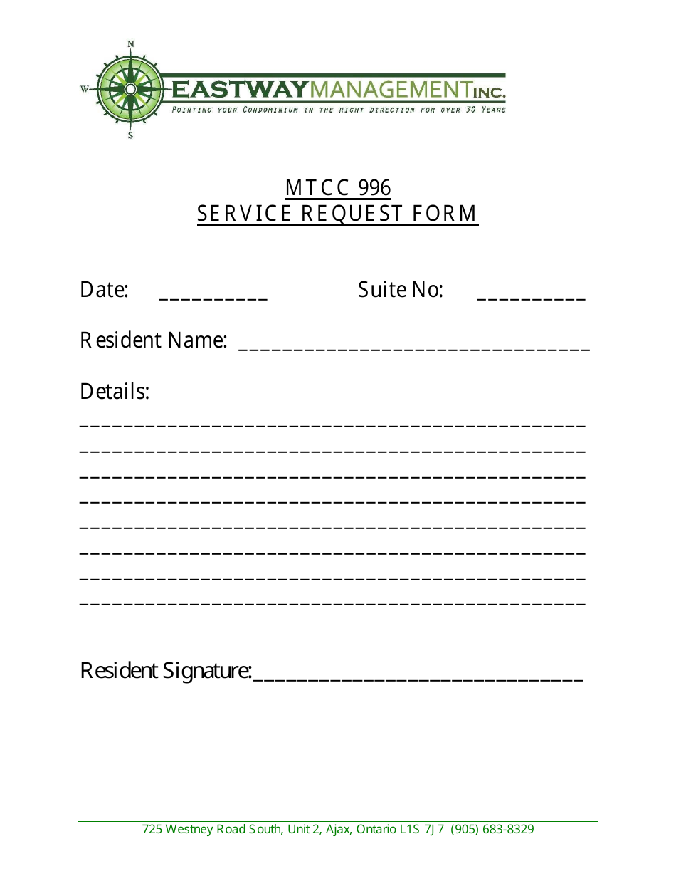 Service Request Form - Eastway Management, Inc - Fill Out, Sign Online ...