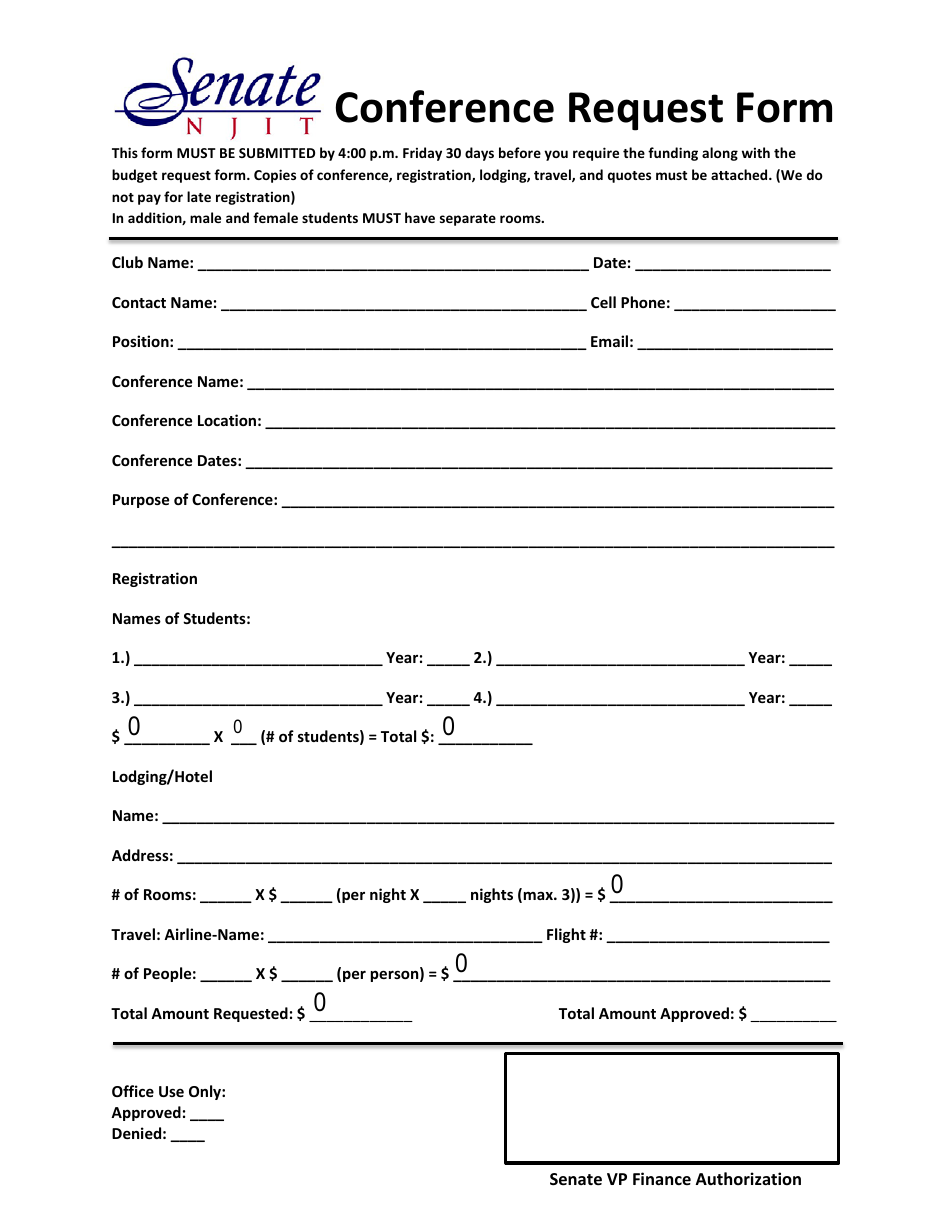 Conference Request Form - Njit Senate - Fill Out, Sign Online and ...