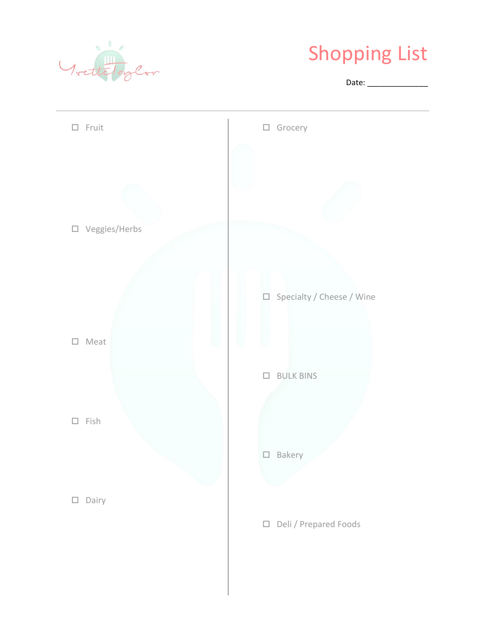 Shopping List Template - Pink Download Printable PDF | Templateroller