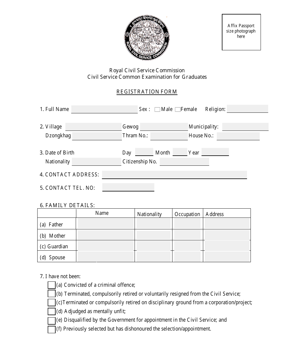 Bhutan Registration Form - Fill Out, Sign Online and Download PDF | Templateroller