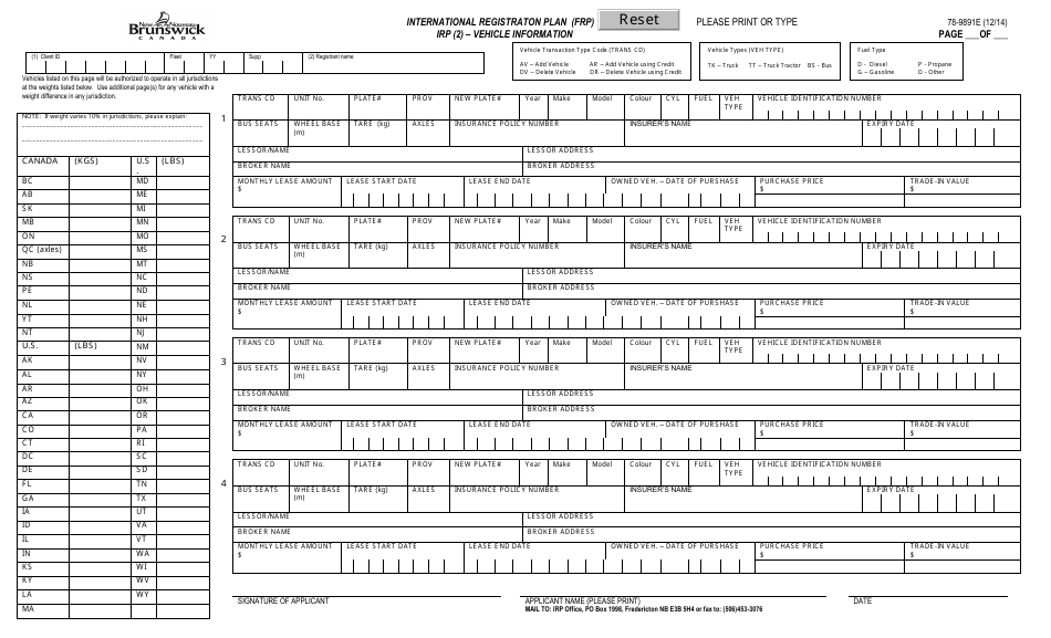 Form 78-9891E - Fill Out, Sign Online and Download Fillable PDF, New ...