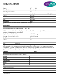 Mig/Mva Intake Form - Therapeutic Mobility Download Printable PDF ...