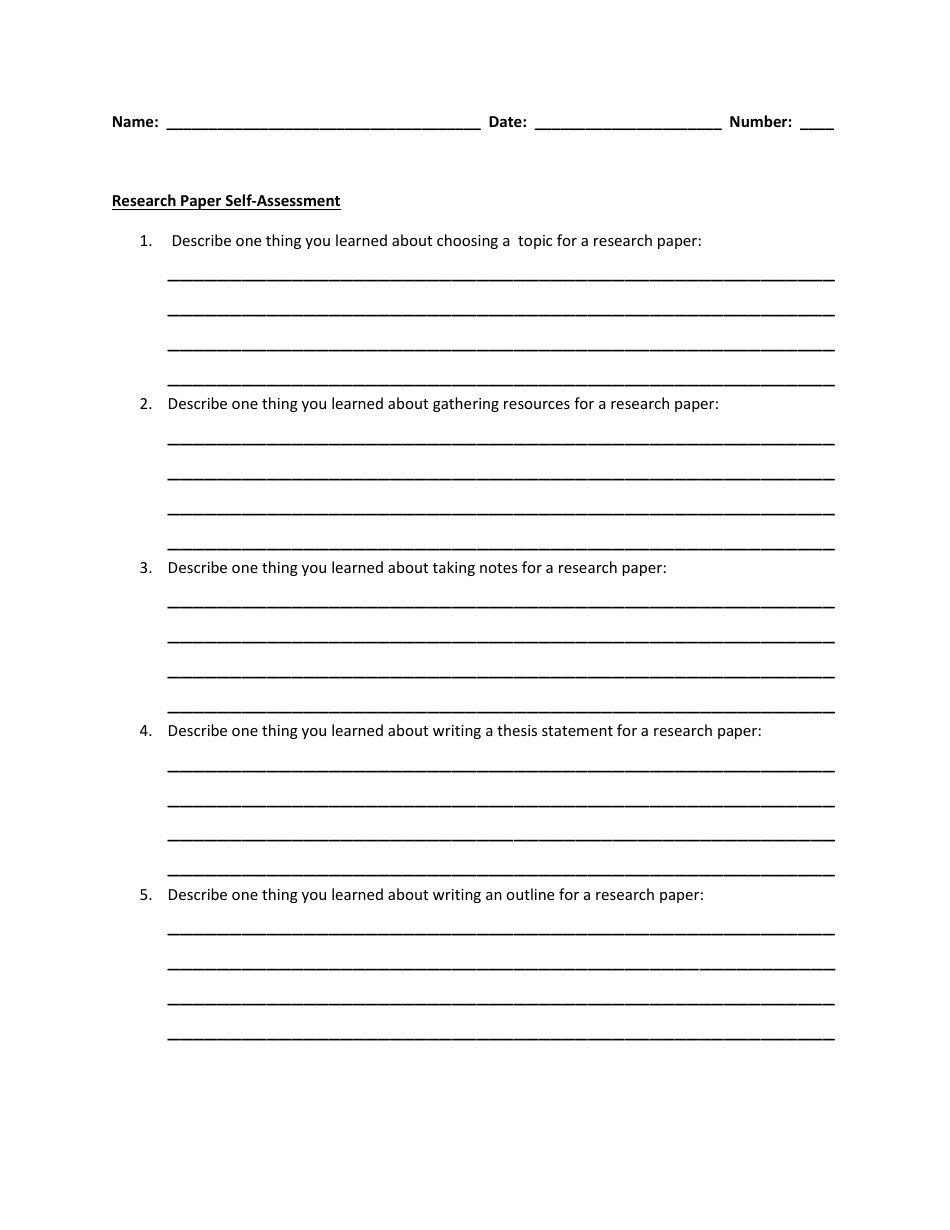 Research Paper Self assessment Template Download Printable PDF 