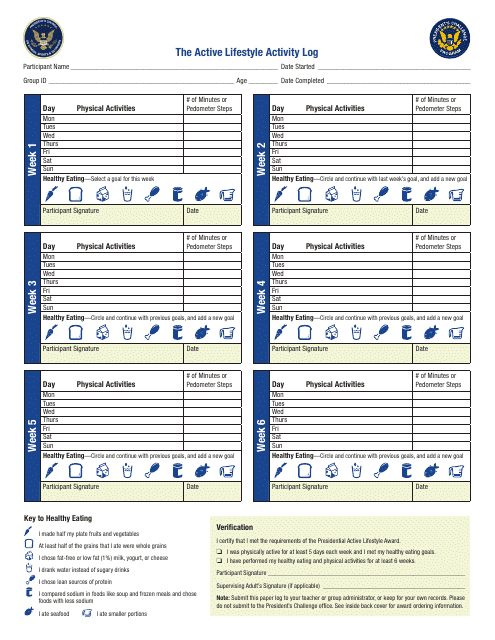 The Active Lifestyle Activity Log Sheet Download Printable PDF ...