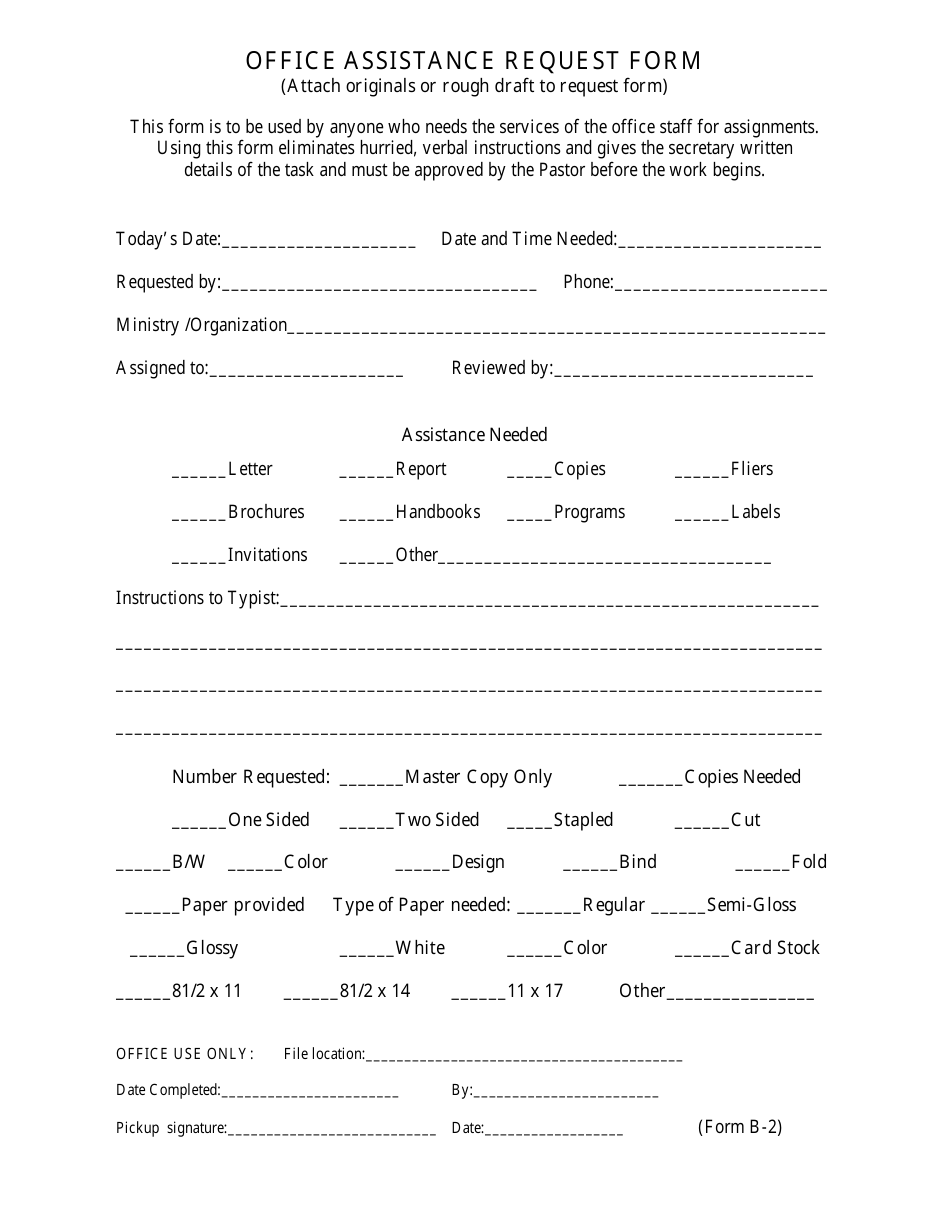 Office Assistance Request Form - Fill Out, Sign Online and Download PDF ...