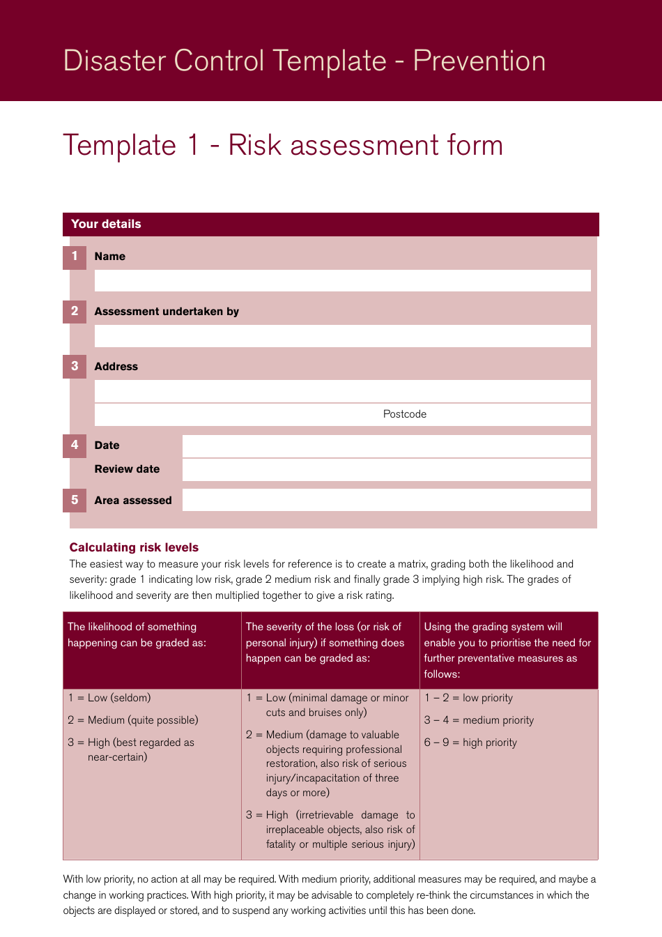 Disaster Control Template - Prevention - Ecclesiastical Insurance ...