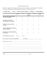 Participant Evaluation Form Download Printable PDF | Templateroller