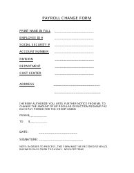 Payroll Change Form Download Printable PDF | Templateroller