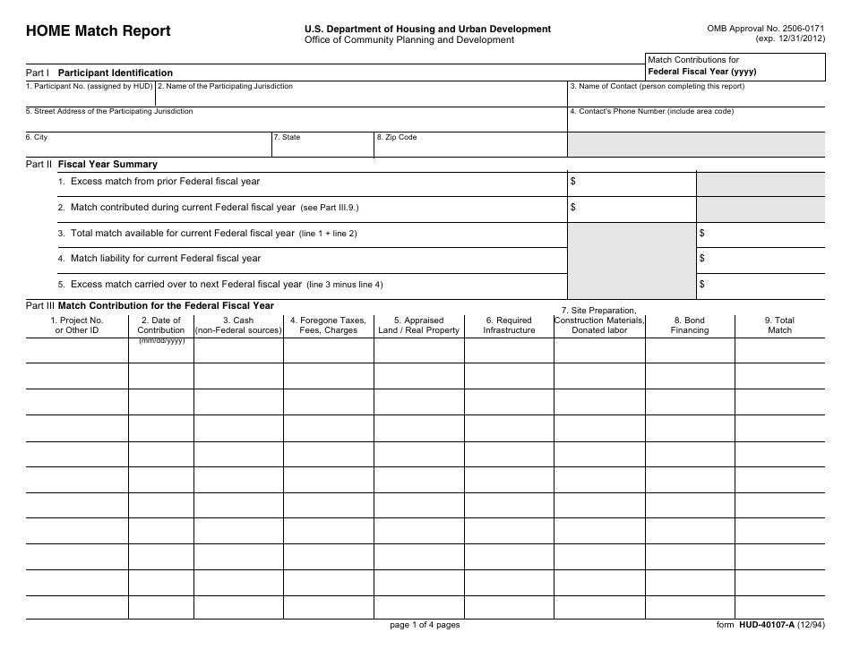 Form HUD-40107-A - Fill Out, Sign Online and Download Fillable PDF ...