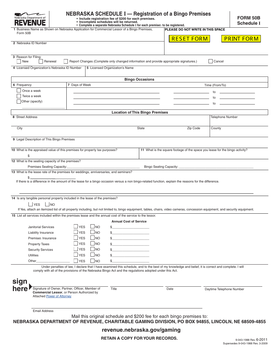 Form 50B Schedule I - Fill Out, Sign Online and Download Fillable PDF ...