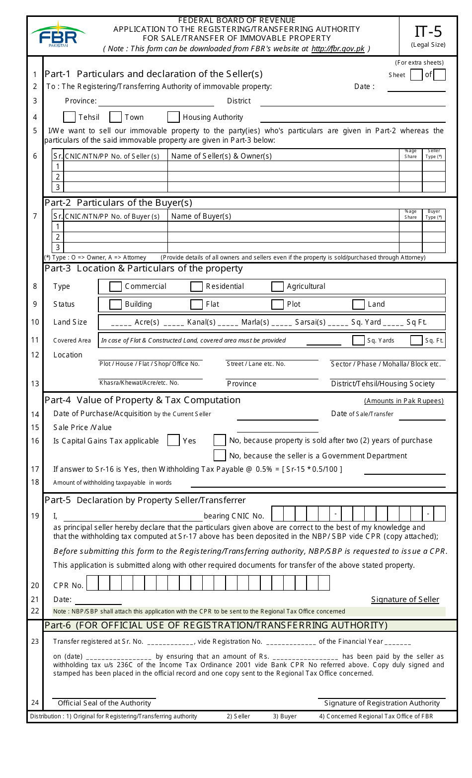 Form IT-5 - Fill Out, Sign Online and Download Printable PDF, Pakistan ...