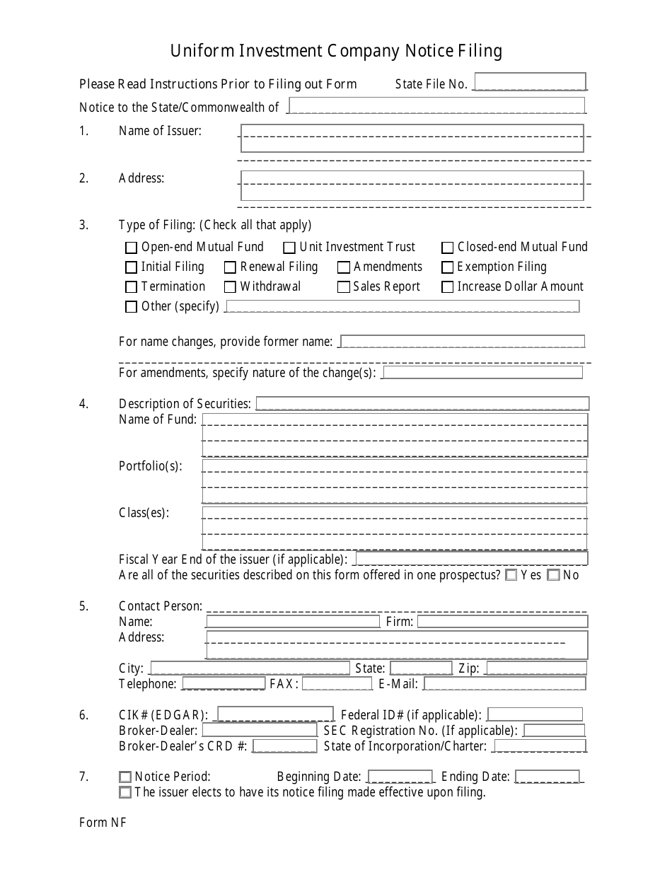 Form NF - Fill Out, Sign Online and Download Fillable PDF, Washington ...