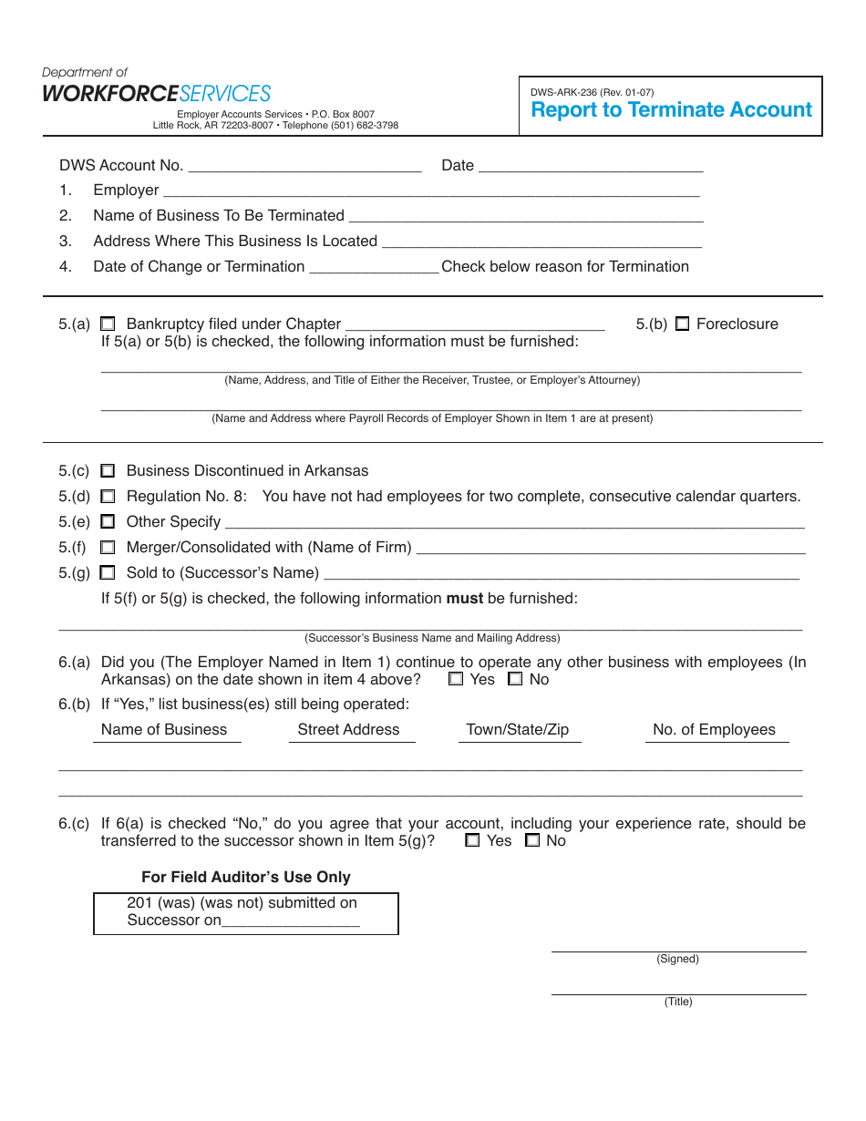 Fillable Form Dws Ark 209b - Printable Forms Free Online