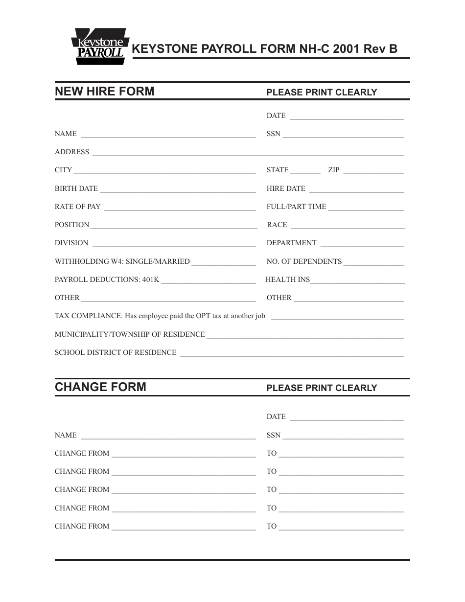 New Hire Form - Keystone Payroll - Fill Out, Sign Online and Download ...