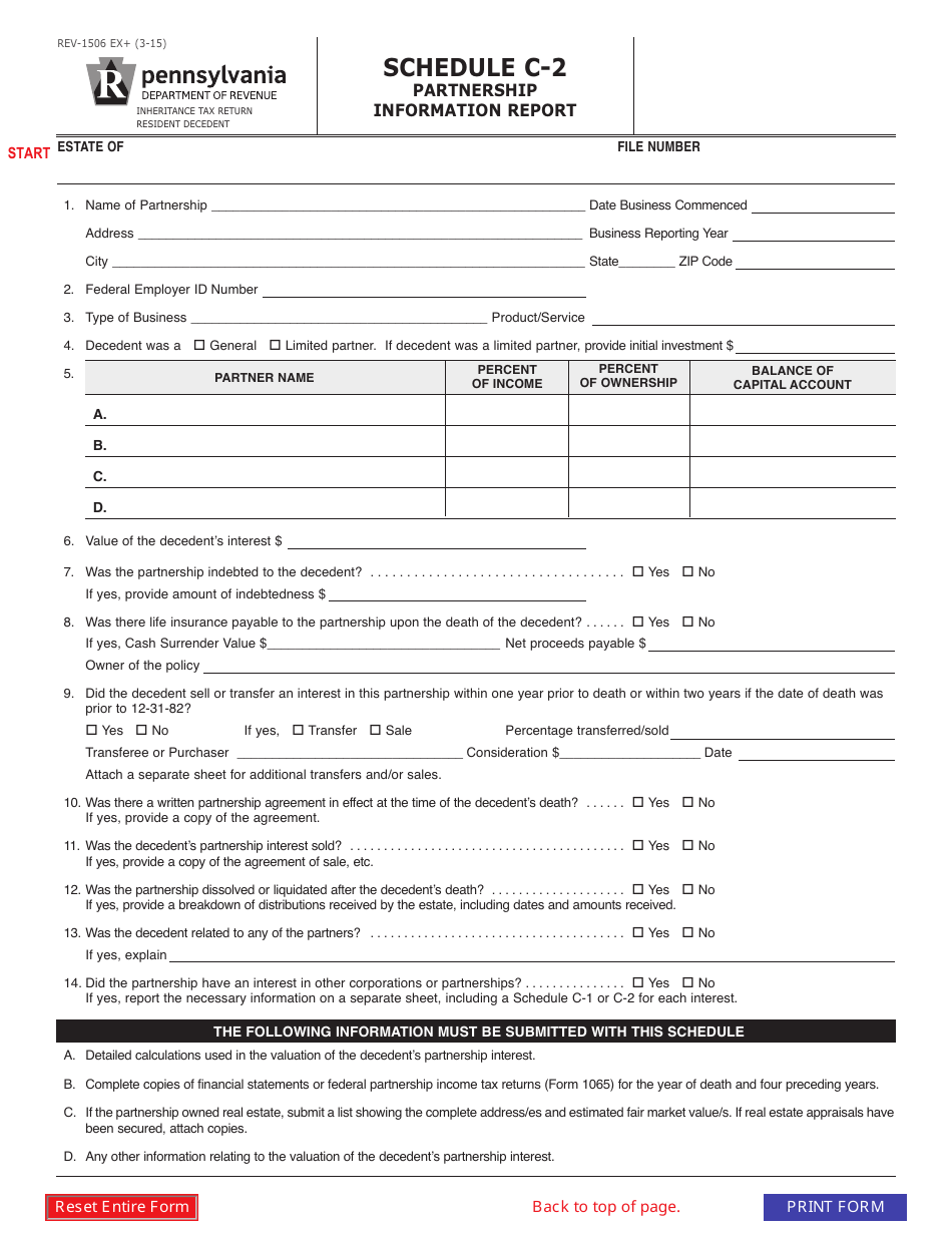 Form REV-1506 Schedule C-2 - Fill Out, Sign Online and Download ...
