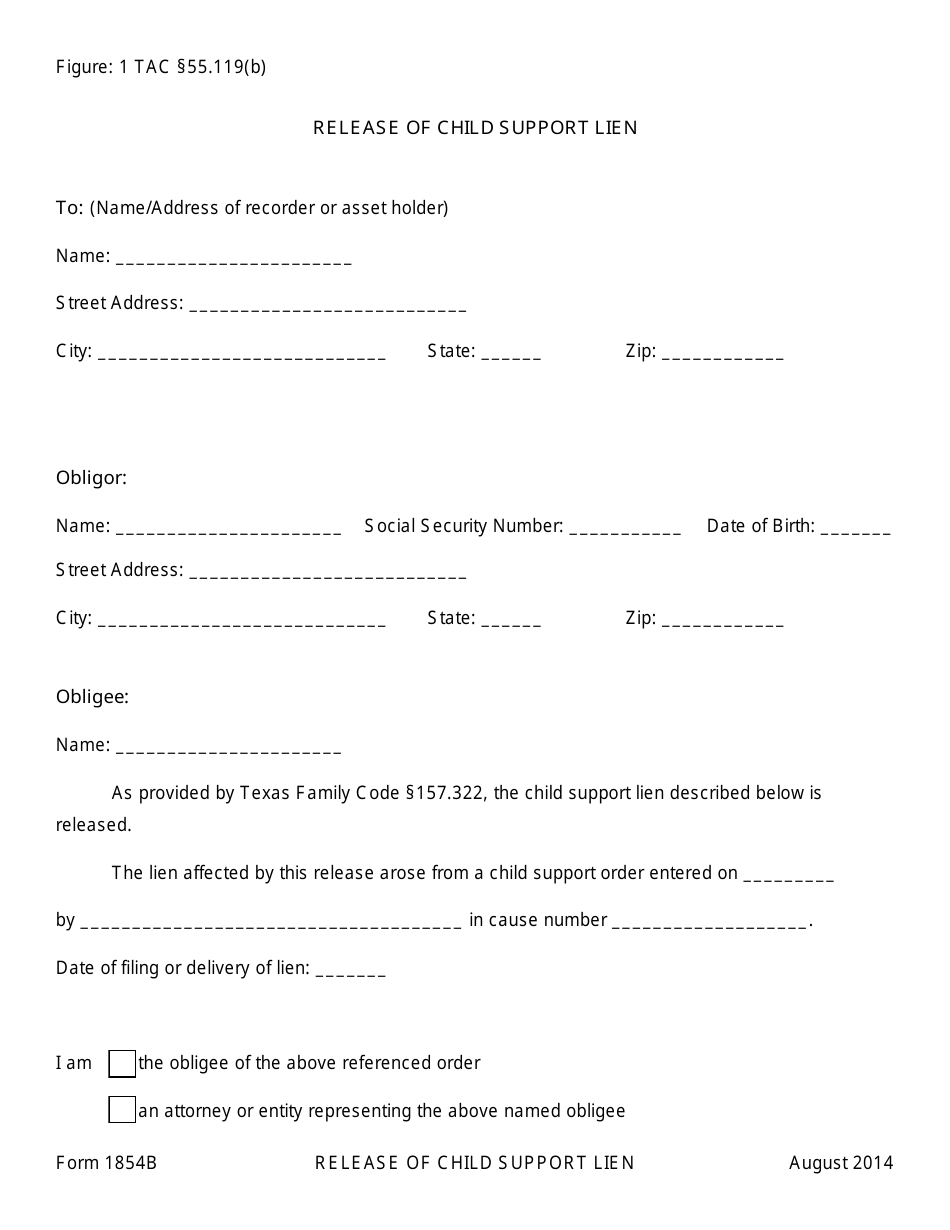 Form 1854B - Fill Out, Sign Online and Download Fillable PDF, Texas ...
